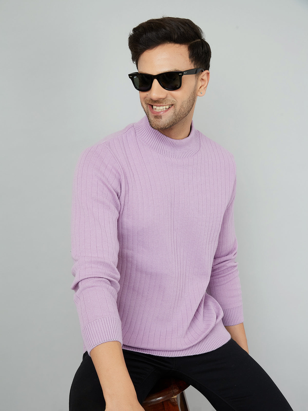 MENS HIGH NECK PLAIN SWEATER – Kvetoo